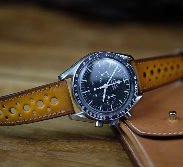 Honey patina rally watch strap for omega folding clasp - Atelier romane